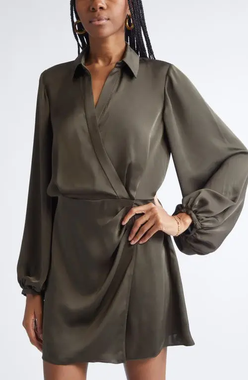Ramy Brook Carolyn Long Sleeve Satin Wrap Dress
