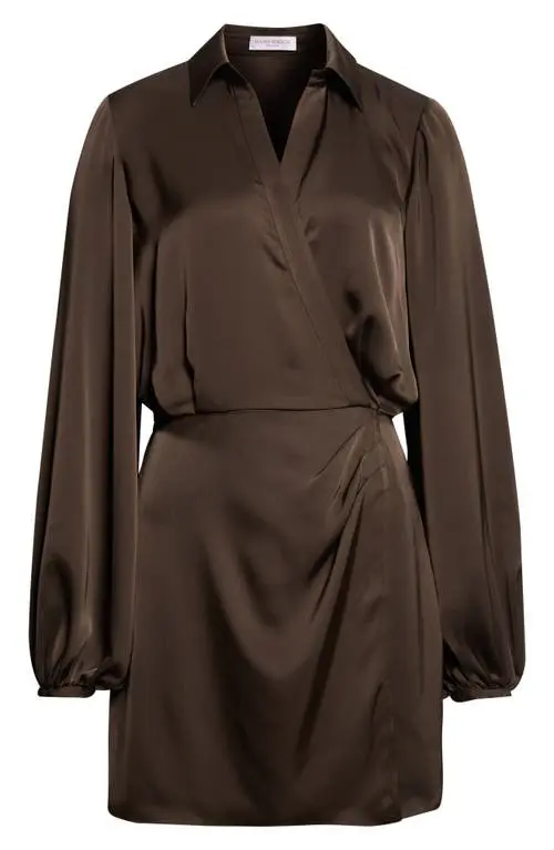 Ramy Brook Carolyn Long Sleeve Satin Wrap Dress