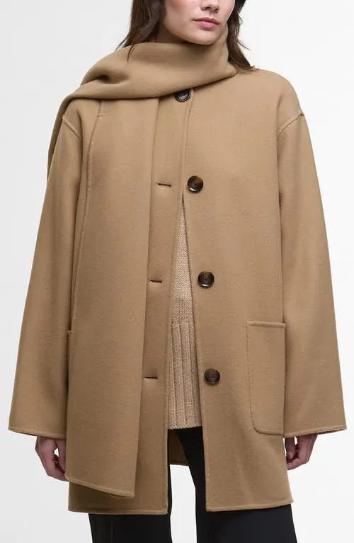 Barbour Clementine Scarf Detail Wool Blend Coat