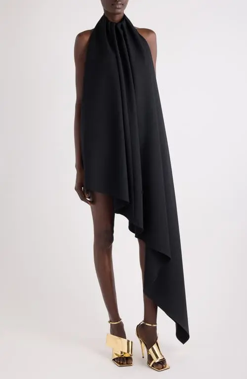 Givenchy Wool Asymmetric Halter Dress - Black
