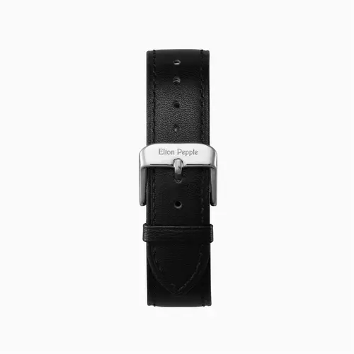 ELTON PEPPLE Silver Leather Strap - Black