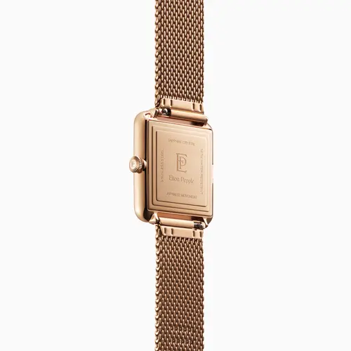 ELTON PEPPLE Rose Gold-tone Square Stainless Steel Watch