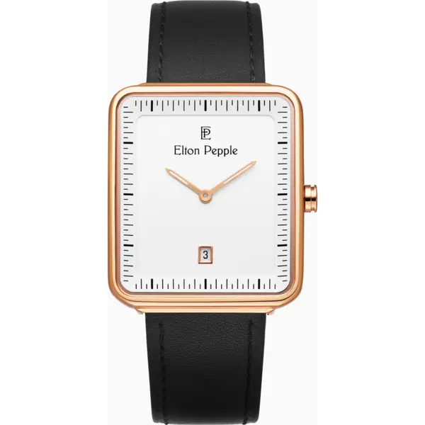 ELTON PEPPLE Strap Watch With Rose Gold Pvd Stainless Steel Case - Eggshell White/black/rose Gold