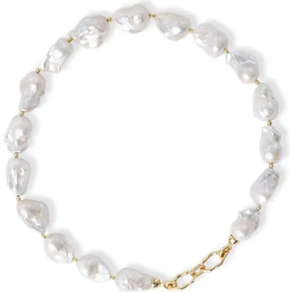 CLASSICHARMS Marina Freshwater Baroque Pearl Choker Necklace - Gold