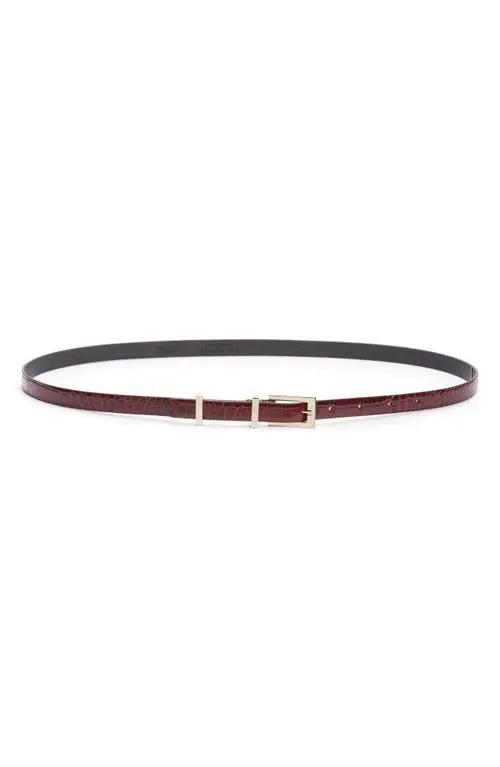 TOM FORD Croc Embossed Patent Leather Skinny Belt