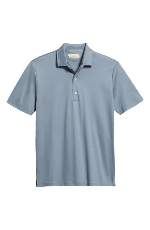 AURELIEN Aur1 Solid Cotton Polo - Steel Blue