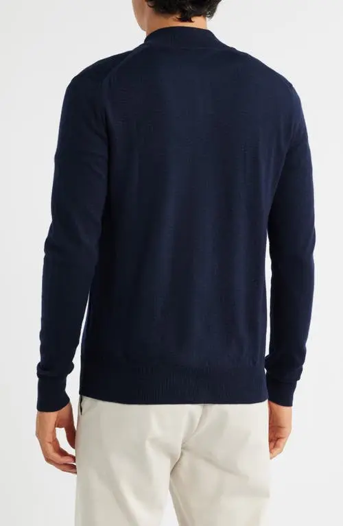 AURELIEN Cashwool® Full Zip Sweater - Navy