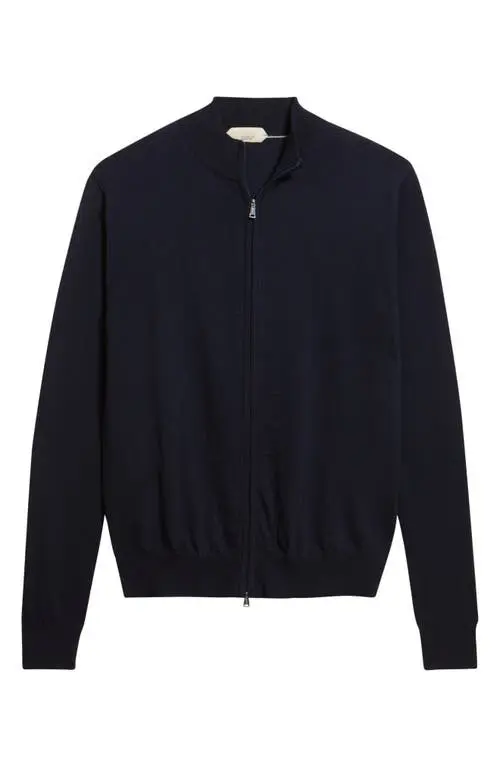 AURELIEN Cashwool® Full Zip Sweater - Navy
