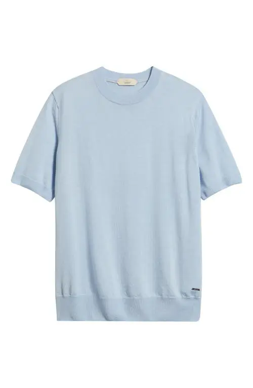 AURELIEN Cashwool® Short Sleeve Crewneck Sweater - Light Blue