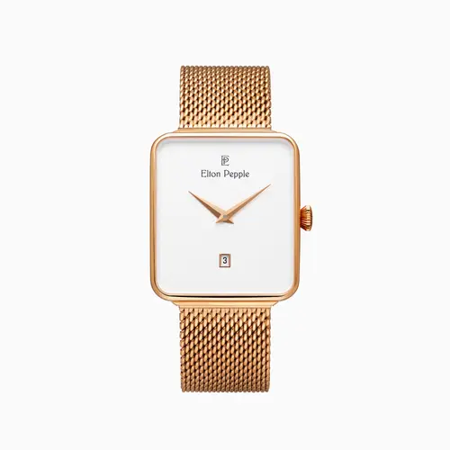ELTON PEPPLE Classic Norwood Strap Watch - Eggshell White/rose Gold