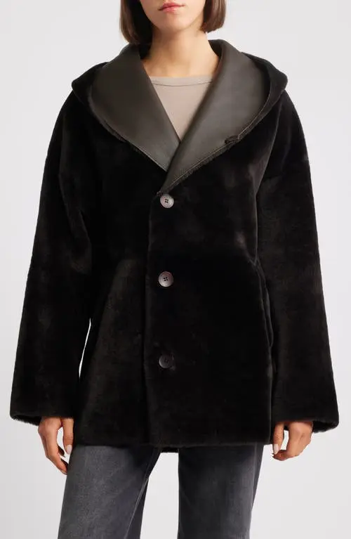 HISO Cherez Reversible Hooded Shearling Coat