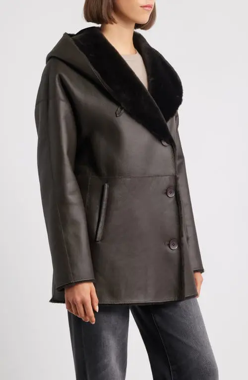 HISO Cherez Reversible Hooded Shearling Coat