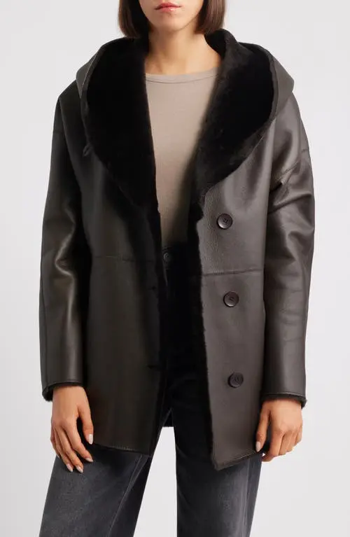HISO Cherez Reversible Hooded Shearling Coat