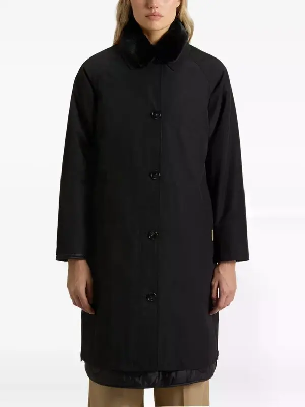 Woolrich Faux-fur Collar Button-fastening Coat - Black
