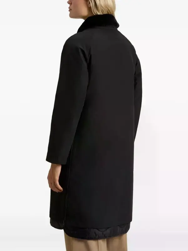 Woolrich Faux-fur Collar Button-fastening Coat - Black