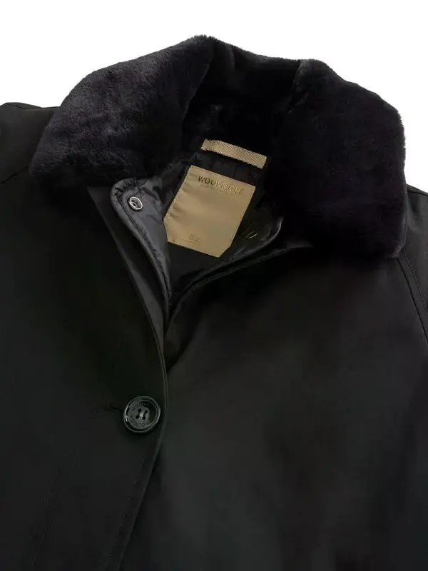 Woolrich Faux-fur Collar Button-fastening Coat - Black