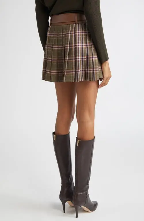 Ramy Brook Metallic Plaid Mini Skirt With Faux Leather Belt