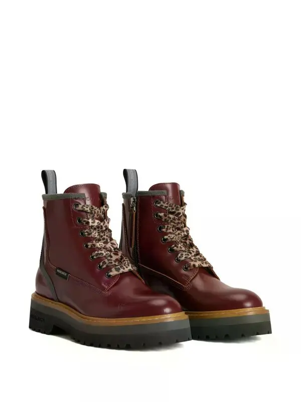 Woolrich Main Leather Combat Boots - Red