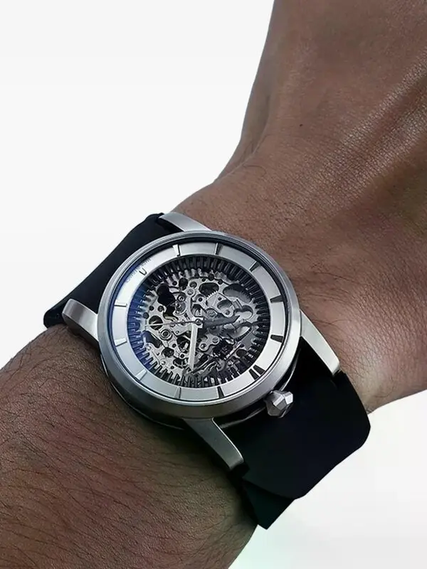 FOB PARIS Stainless Steel Automatic Skeleton Watch - Silver