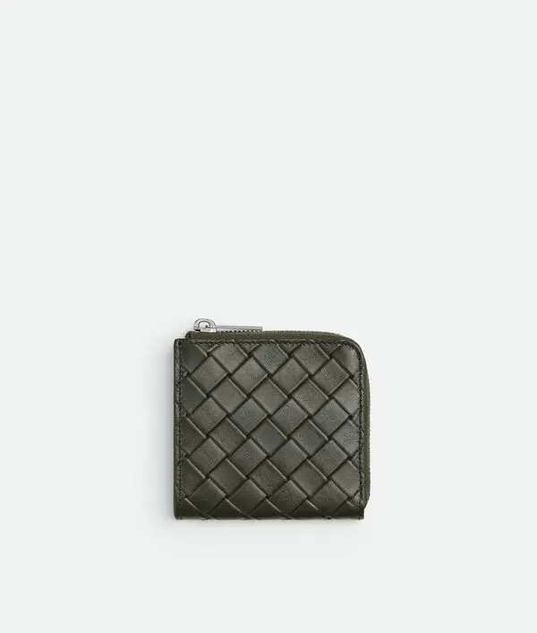 Bottega Veneta Intrecciato Stamp Compact Zip Around Wallet - Camping