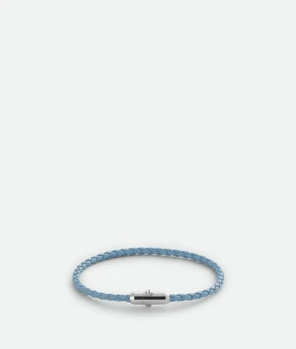 BOTTEGA  VENETA Braided Leather And Sterling Silver Bracelet - Ice