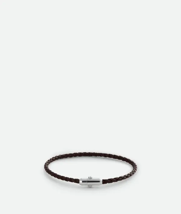 BOTTEGA  VENETA Braided Leather And Sterling Silver Bracelet - Fondant