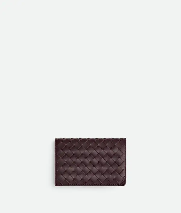 BOTTEGA  VENETA Intrecciato Piccolo Business Card Case - Dark Barolo