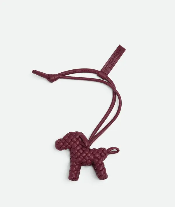 BOTTEGA  VENETA Intreccio Nappa Leather Dog Charm - Bordeaux