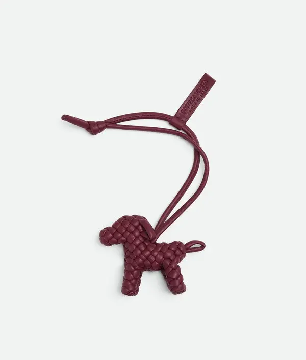 Bottega Veneta Intreccio Nappa Leather Dog Charm - Bordeaux