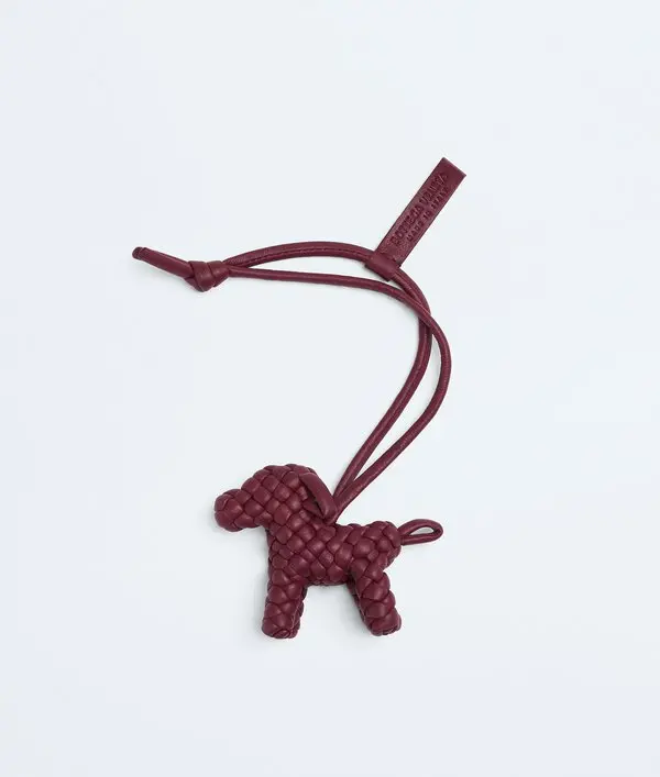 Bottega Veneta Intreccio Nappa Leather Dog Charm - Bordeaux