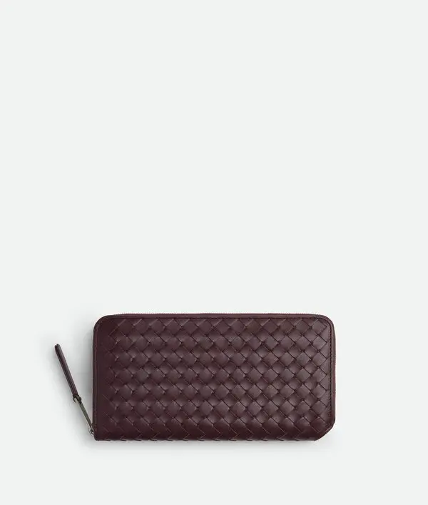 Bottega Veneta Intrecciato Piccolo Zip Around Wallet - Dark Barolo
