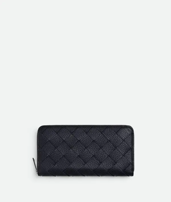 Bottega Veneta Intrecciato Zip Around Wallet - Nocturnal