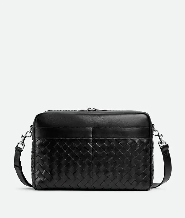 BOTTEGA  VENETA Large Intrecciato Camera Bag With Pocket - Black