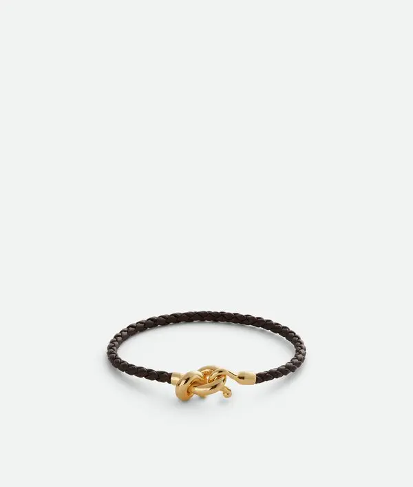 Bottega Veneta Braided Leather Bracelet With Knot - Fondant