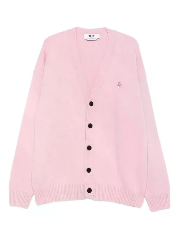 MSGM Rose-embellished Buttoned Cardigan