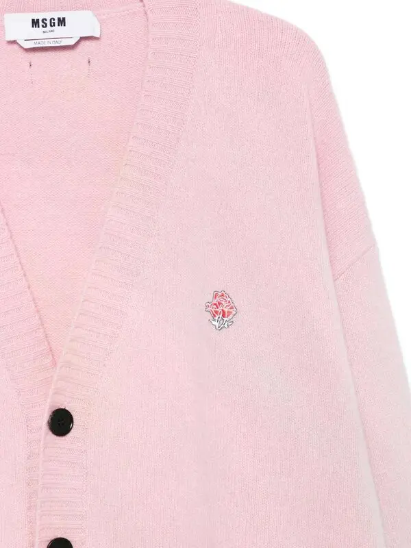 MSGM Rose-embellished Buttoned Cardigan