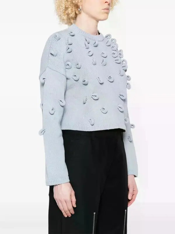 JW Anderson Textured-pompom Sweater - Blue