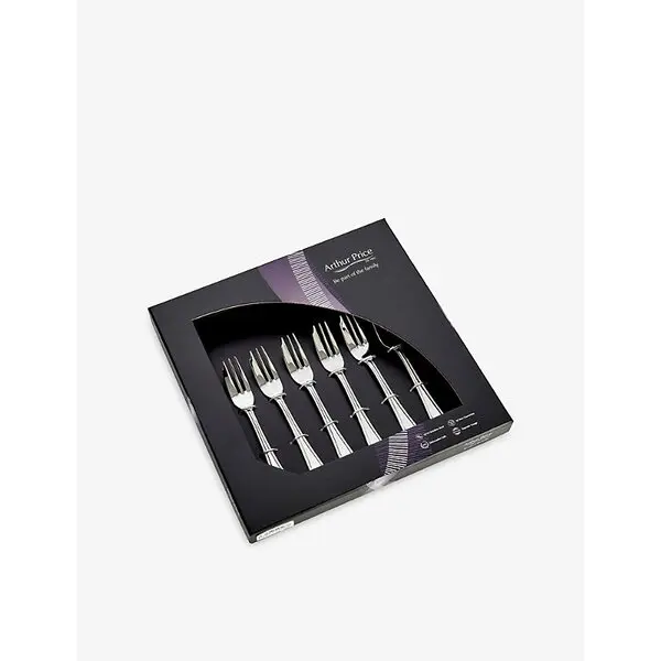 ARTHUR PRICE Everyday Classic Bead Set Of Six Stainless-steel Pastry Forks - Stainless Steel