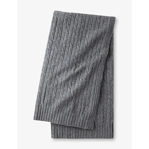 Ralph Lauren Rl Cable Cashmere Throw - Modern Charcoal