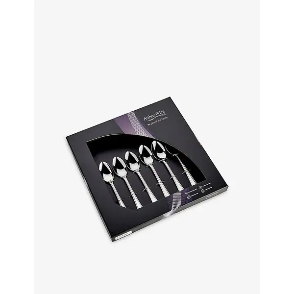 ARTHUR PRICE Grecian Set Of Six Stainless-steel Teaspoons - Stainless Steel