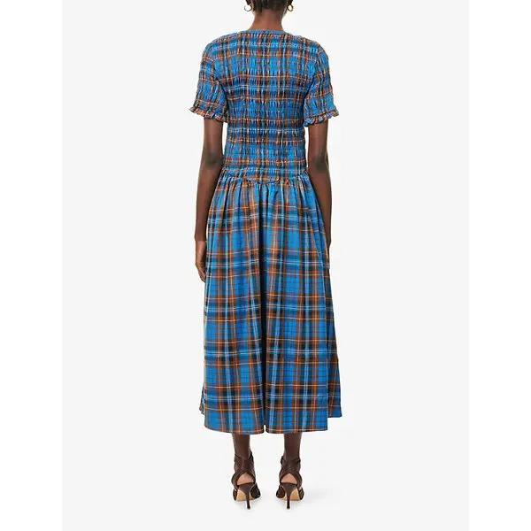 AMY LYNN Check-print Woven Maxi Dress - Blue