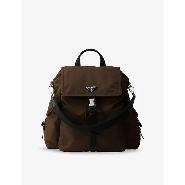 Prada Re-nylon Explore Woven Backpack - Brown