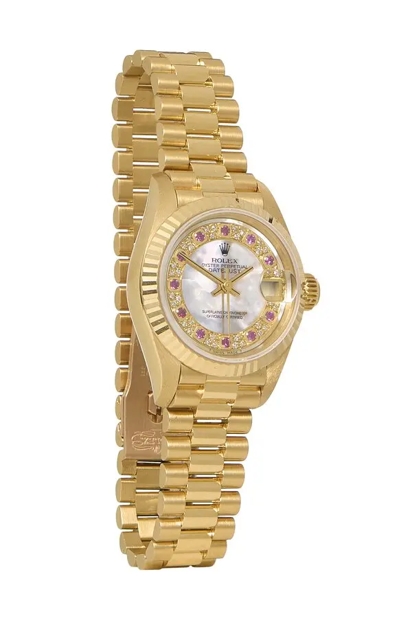 Rolex 18k Yellow Diamond And Ruby Datejust President 26mm - Gold