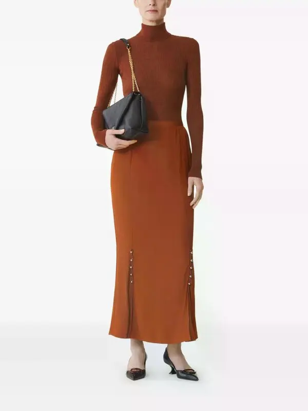 LANVIN Pleated Button-detail Midi Skirt