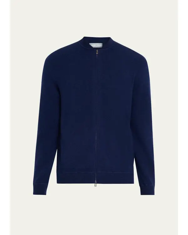 Bergdorf Goodman Wool Full-zip Baseball-collar Sweater