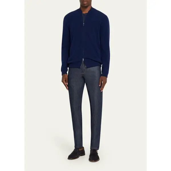 Bergdorf Goodman Wool Full-zip Baseball-collar Sweater