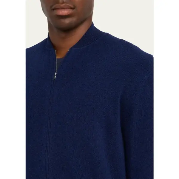Bergdorf Goodman Wool Full-zip Baseball-collar Sweater
