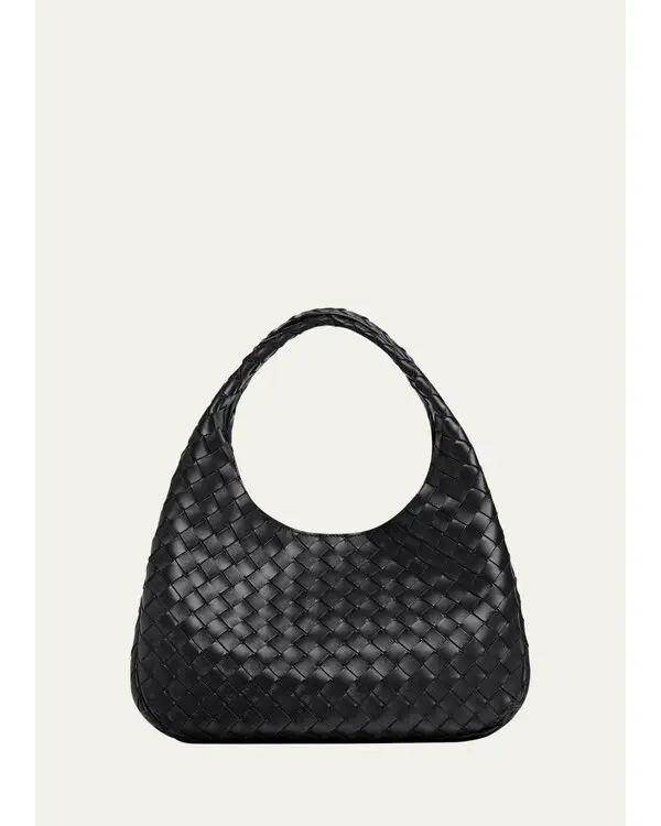 Bottega Veneta Campana Small Leather Shoulder Bag - Black