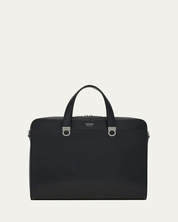 FERRAGAMO Grained Leather Briefcase - Nero