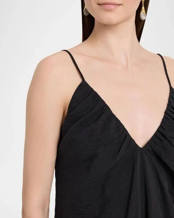 LES COYOTES DE PARIS Hammered Silk V-neck Maxi Dress - Black